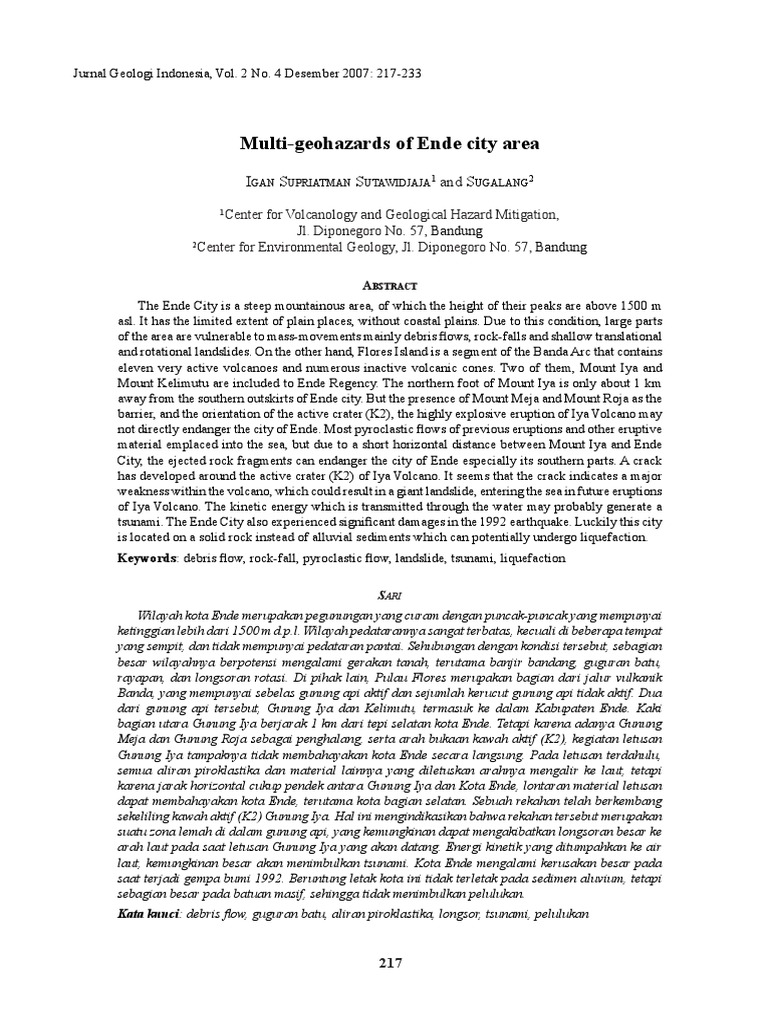 Multi-Geohazards of Ende City Area: I S S and S | PDF | Landslide | Volcano
