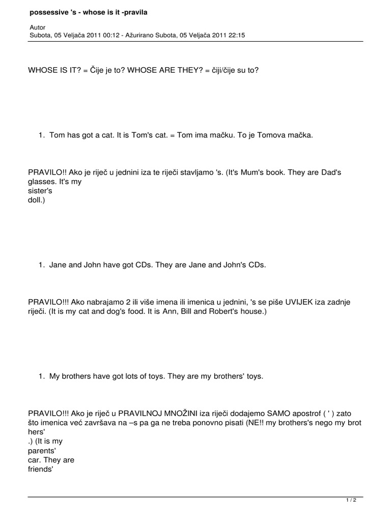 A Guide to Using Possessive Forms in English: Whose is it and the Rules ...