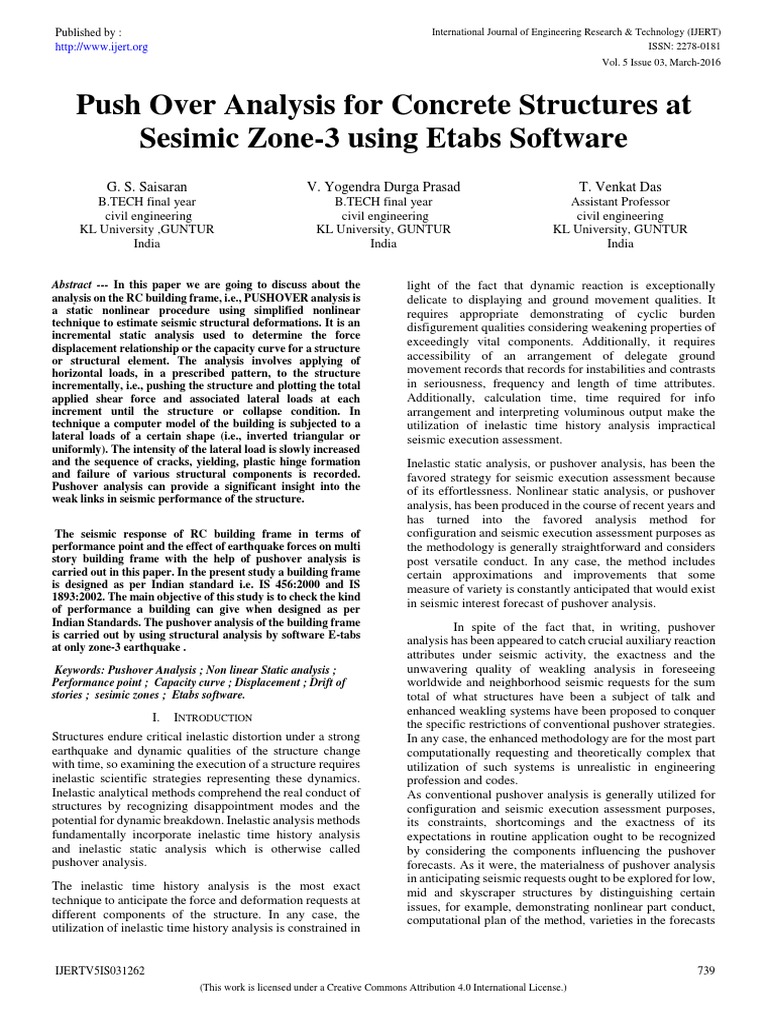Push Over Analysis For Concrete Structures at Seismic Zone-3 Using ...