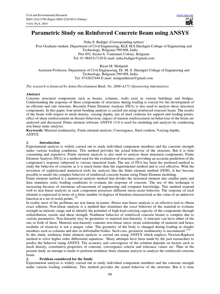 Ansys Beam Design Paper | PDF | Beam (Structure) | Finite Element Method