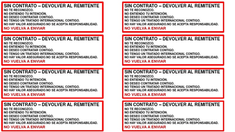 Etiquetas Sin Contrato-Devolver Al Remitente | PDF