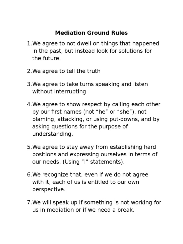 Mediation Ground Rules Agreement | PDF | Career & Growth