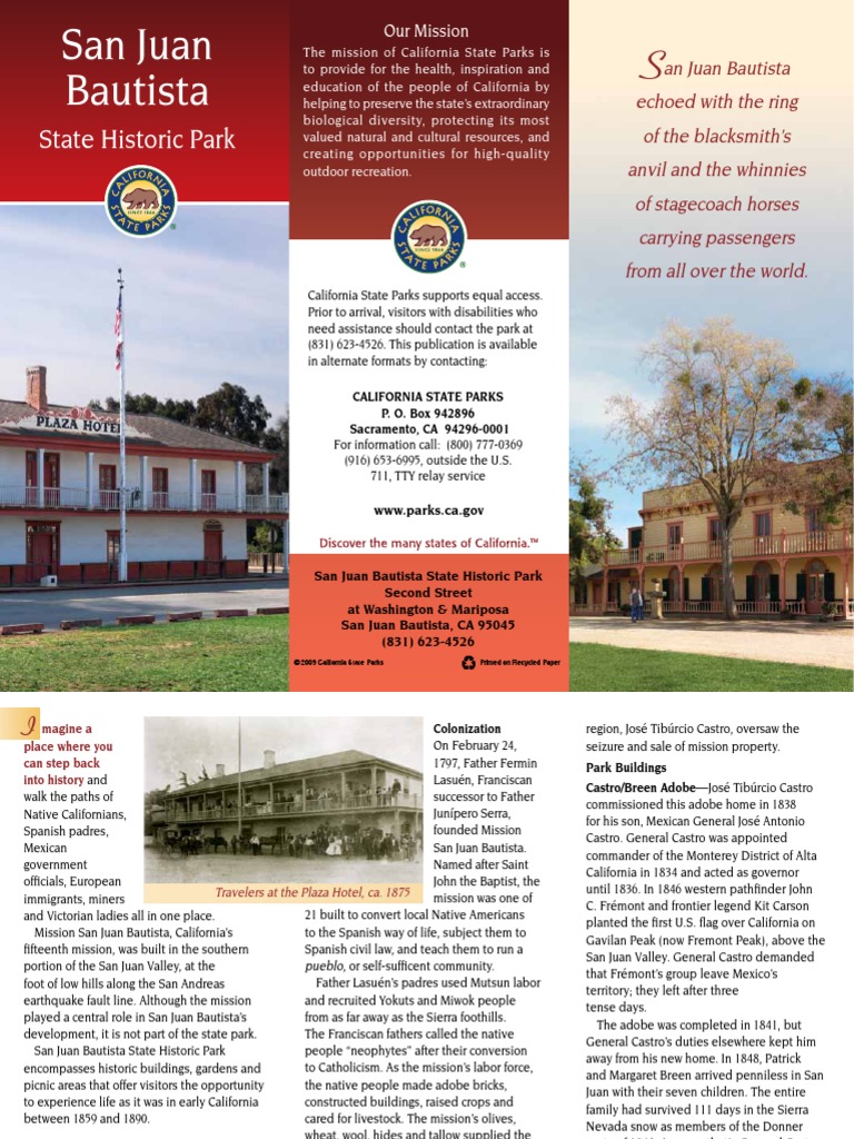 San Juan Bautista State Historic Park Brochure | PDF | California