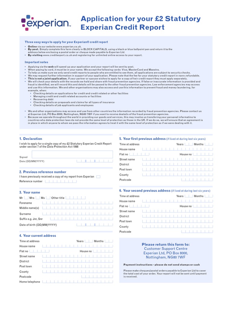 Three Easy Ways To Apply For Your Experian® Credit Report | PDF ...