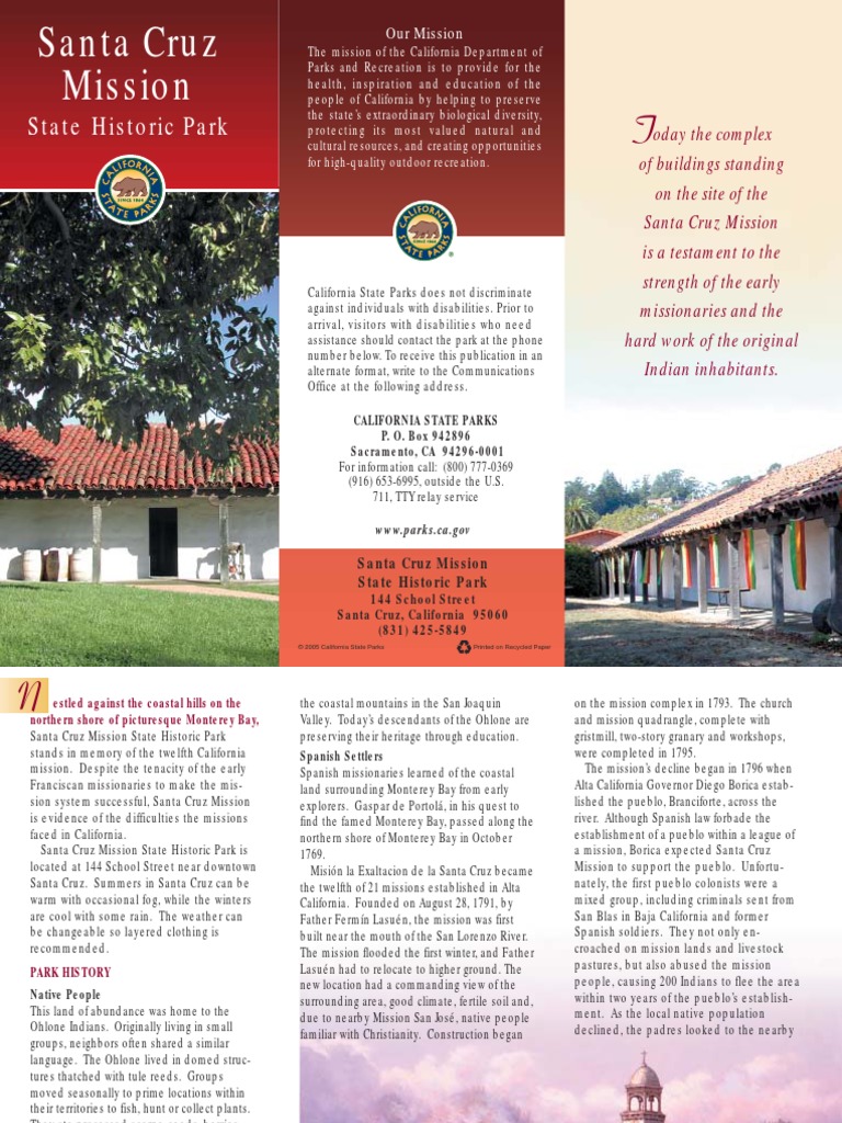 Santa Cruz Mission State Historic Park Brochure | California