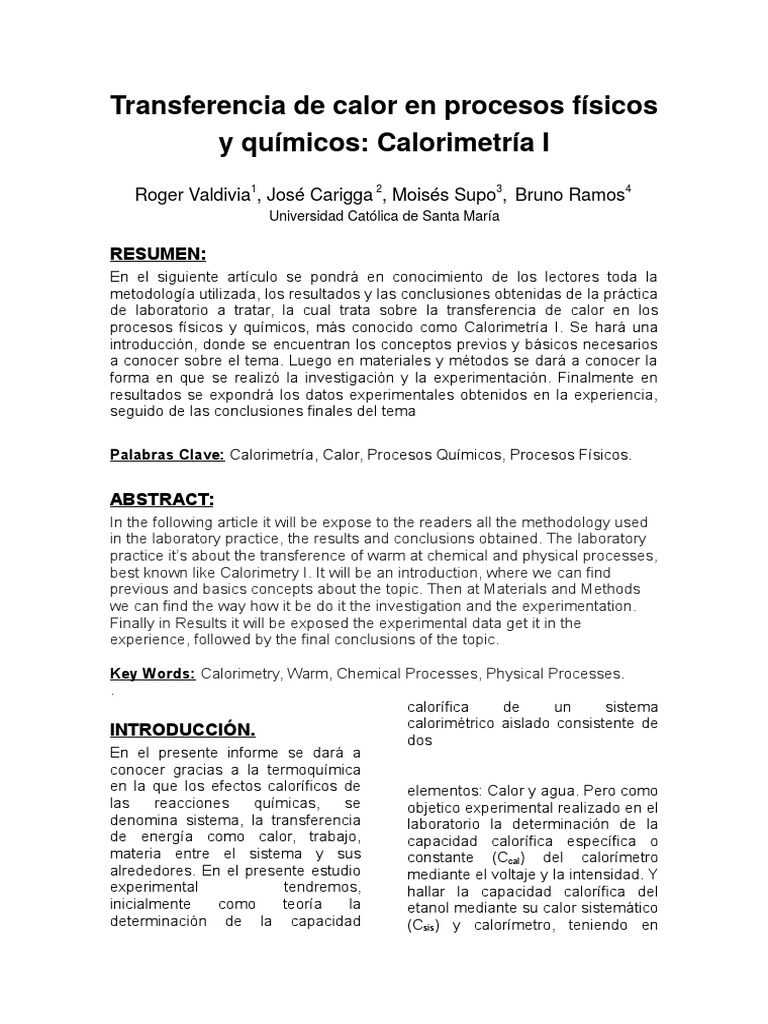 Transferencia de Calor en Calorimetría | PDF | Capacidad calorífica | Calor