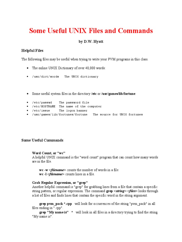 Some Useful UNIX Files and Commands | PDF | Command Line Interface | Digital Technology