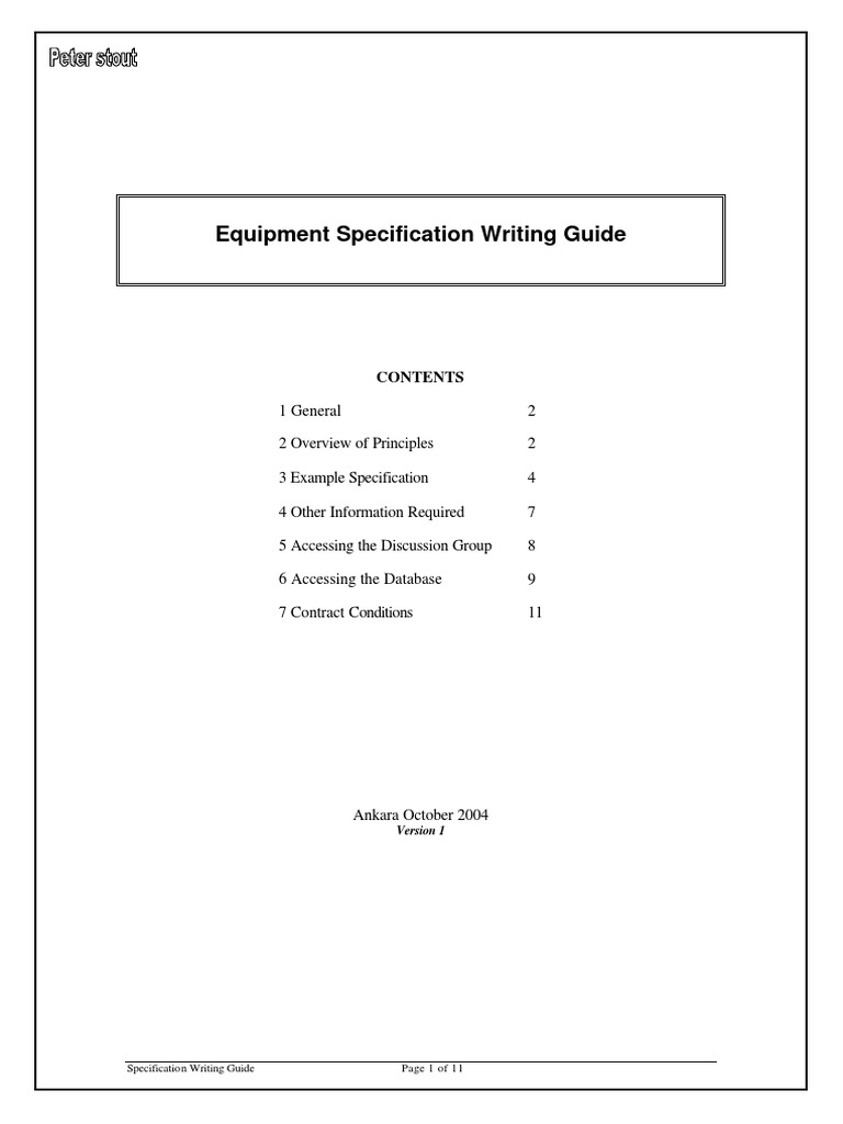 Equipment Specification Writing Guide | PDF | Specification (Technical ...