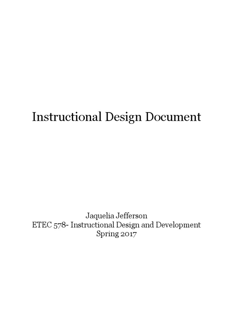 Jefferson - Instruction Design Document 2017 | PDF | Instructional ...