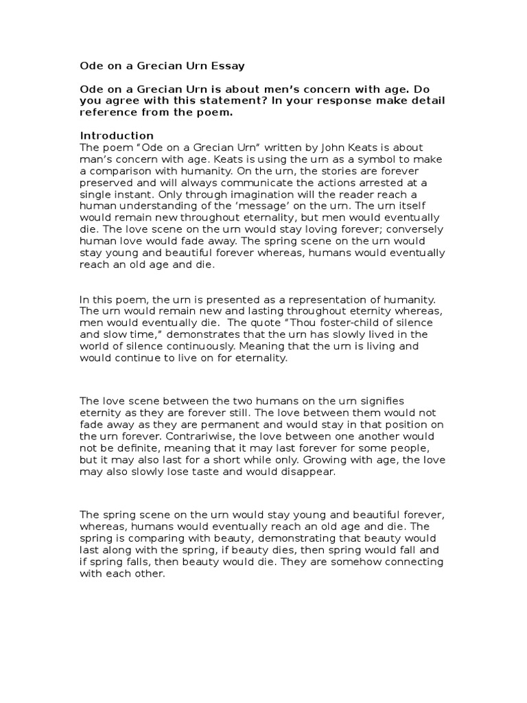 Ode On A Grecian Urn Notes | PDF