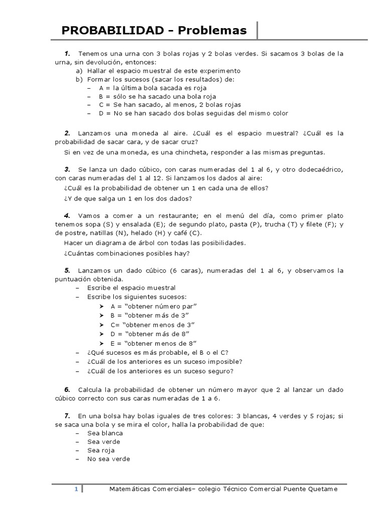 Ejercicios Resueltos de Probabilidad | PDF | Probabilidad | Probabilidades y estadísticas