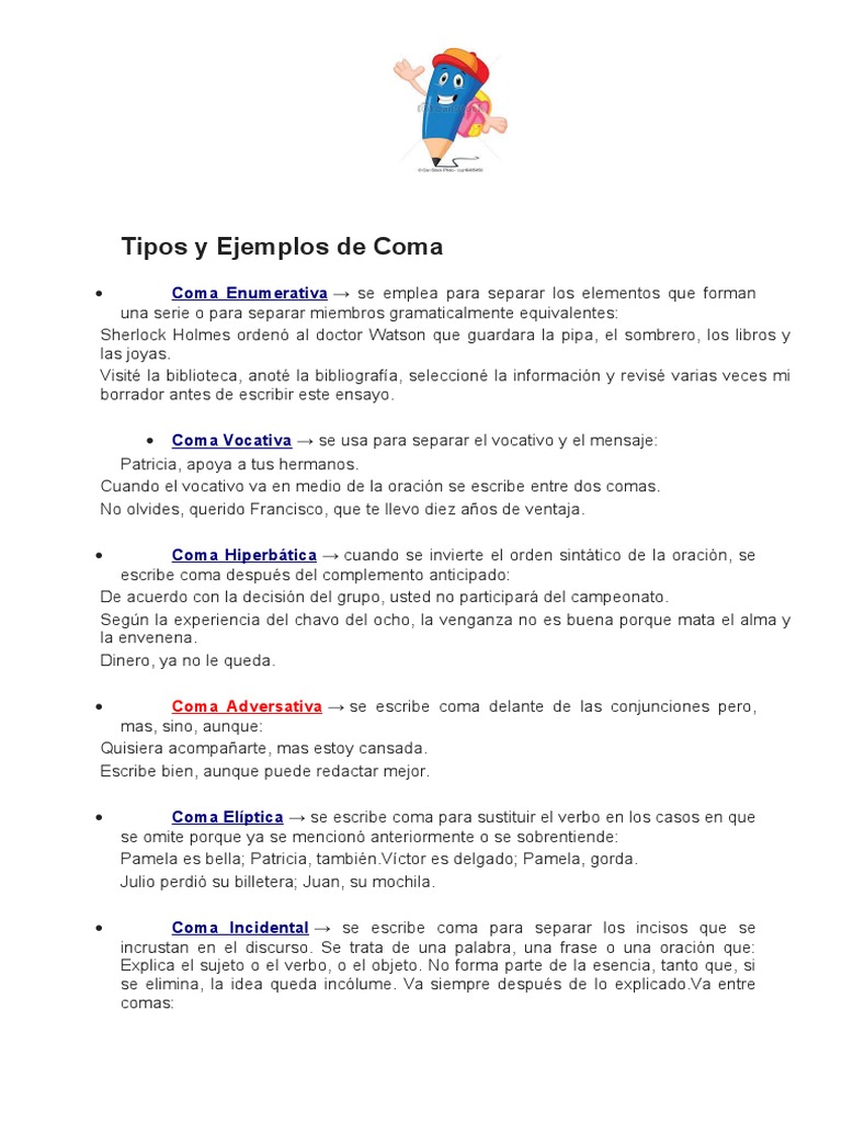 Ejemplos y Tipos de Coma | PDF | Artes del Lenguaje y Comunicación