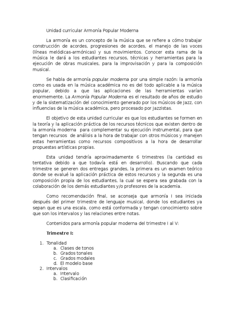 Armonía Popular Moderna: Guía Completa | PDF | Acorde (Música) | Armonía