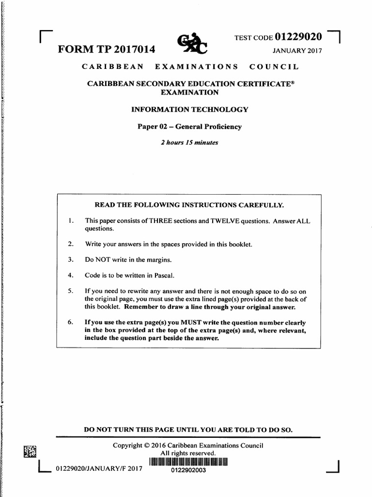 CXC CSEC Information Technology January 2017 P2 | PDF | Digital ... CXC CSEC Information Technology January 2017 P2 | PDF | Digital ...