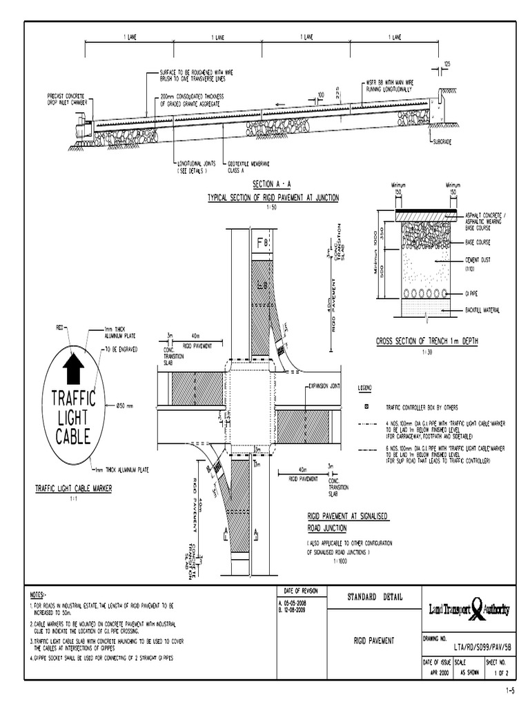 Traffic Light Cable: Typical Section of Rigid Pavement at Junction ...