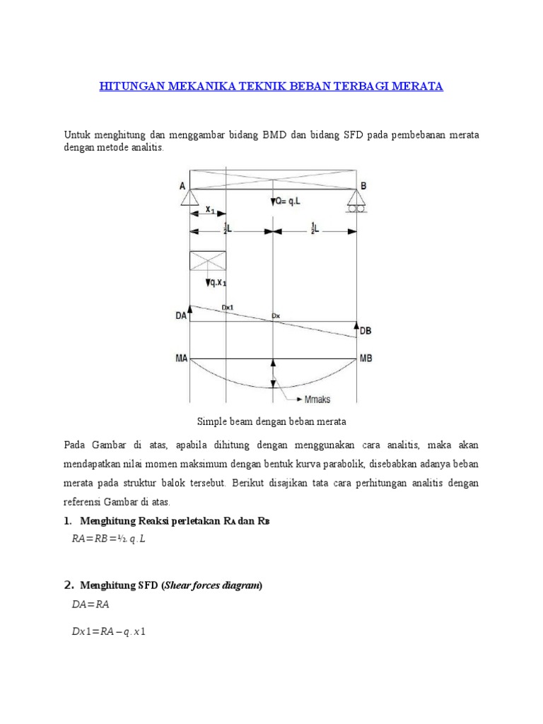 Hitungan Mekanika Teknik Beban Terbagi Merata | PDF | Metode & Bahan Ajar