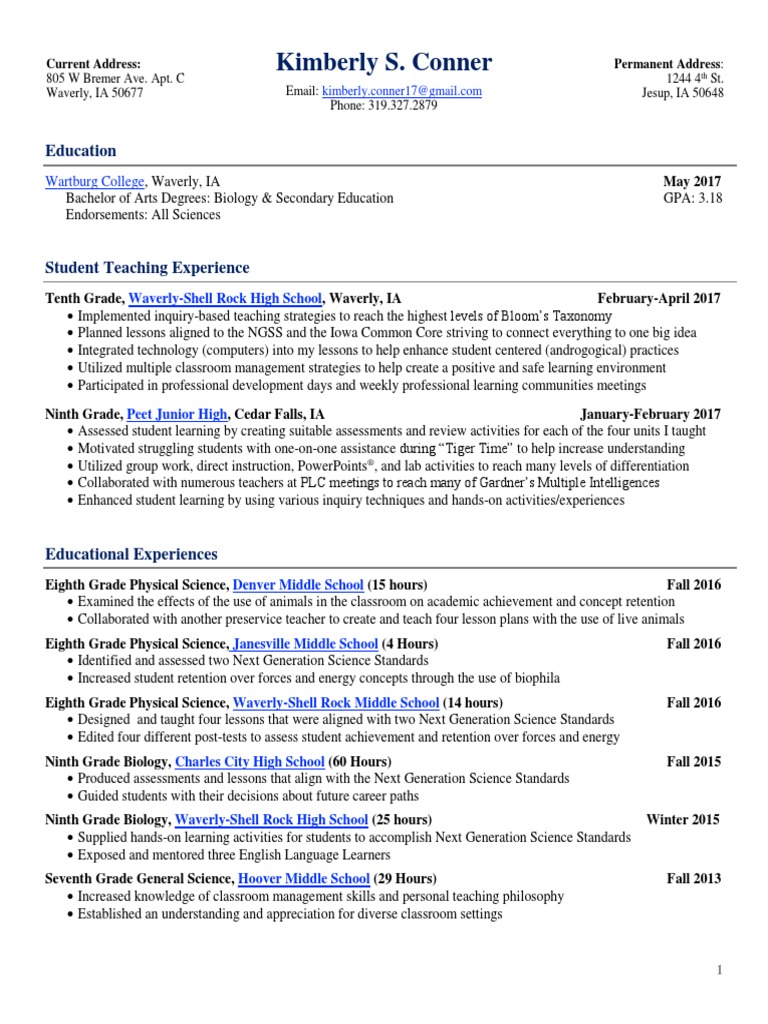 Resume Kimberly Conner | PDF | Inquiry Based Learning | Traditions