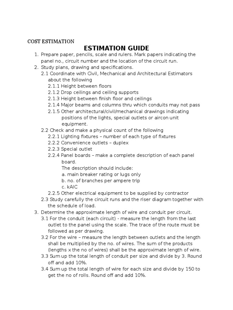 Cost Estimation | PDF | Electrical Wiring | Electricity