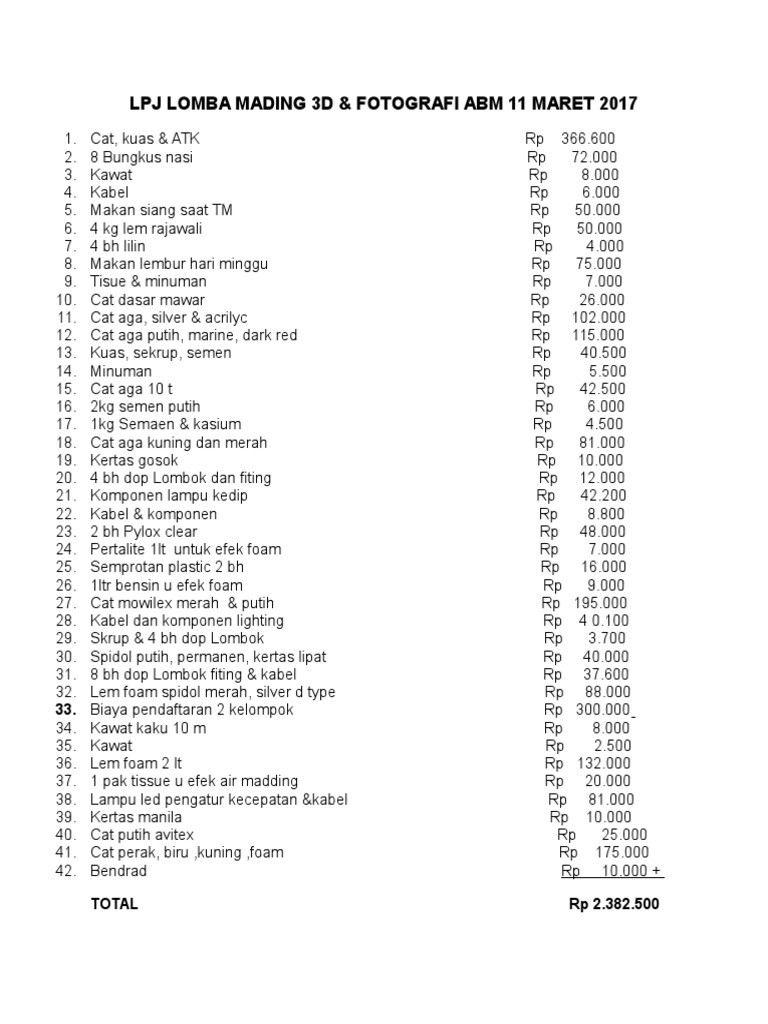 LPJ Lomba Mading 3d | PDF