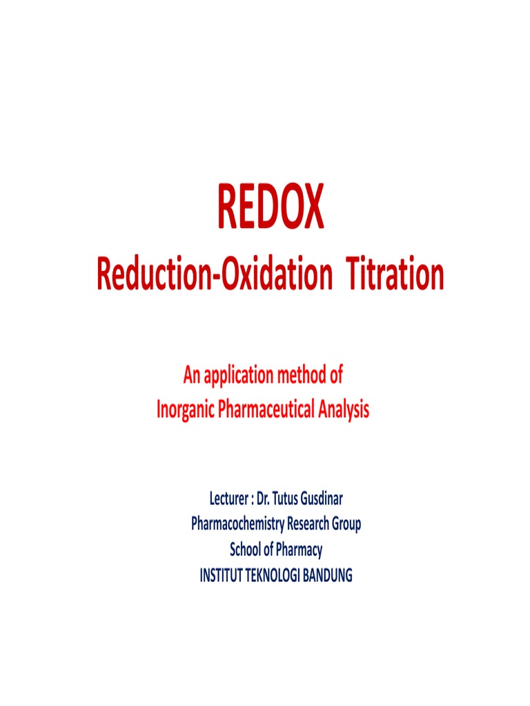 06 1 Redox Titration Pdf Pdf Titration Chemistry