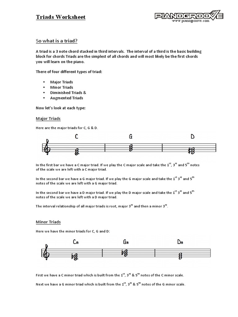 Triads Worksheet: So What Is A Triad? | PDF | Minor Scale | Chord (Music)