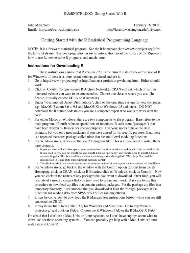 Getting Started With The R Statistical Programming Language ...