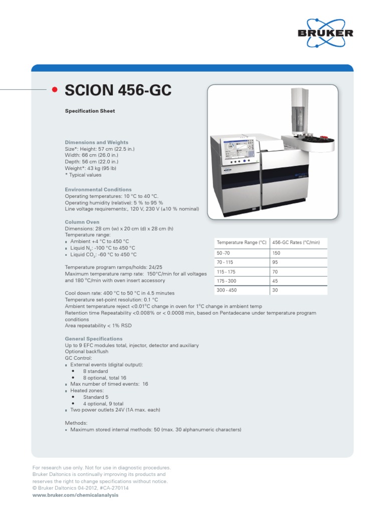 SCION 456-GC: Specification Sheet | PDF | Gas Chromatography | Fuel ...