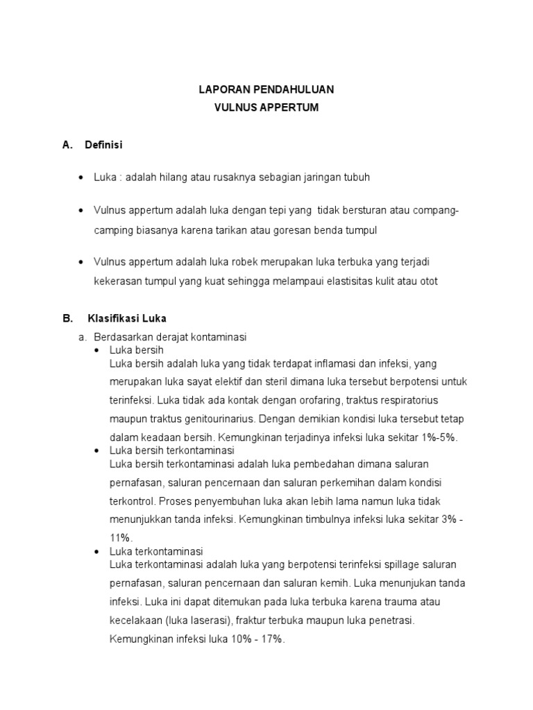 Definisi dan Klasifikasi Vulnus Appertum | PDF