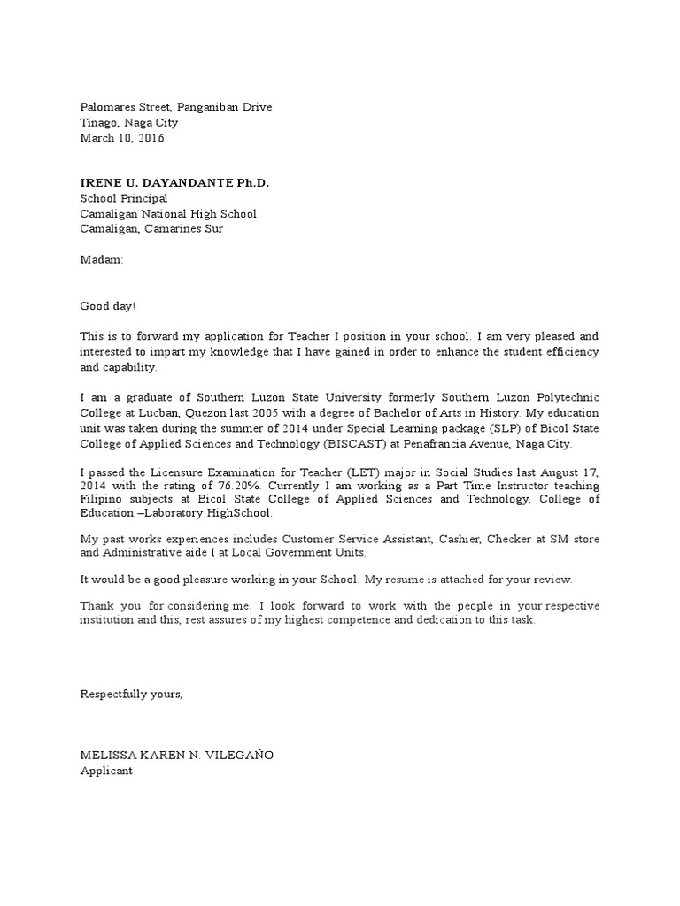 Application Letter Deped | PDF | Identity Document | Professional ...