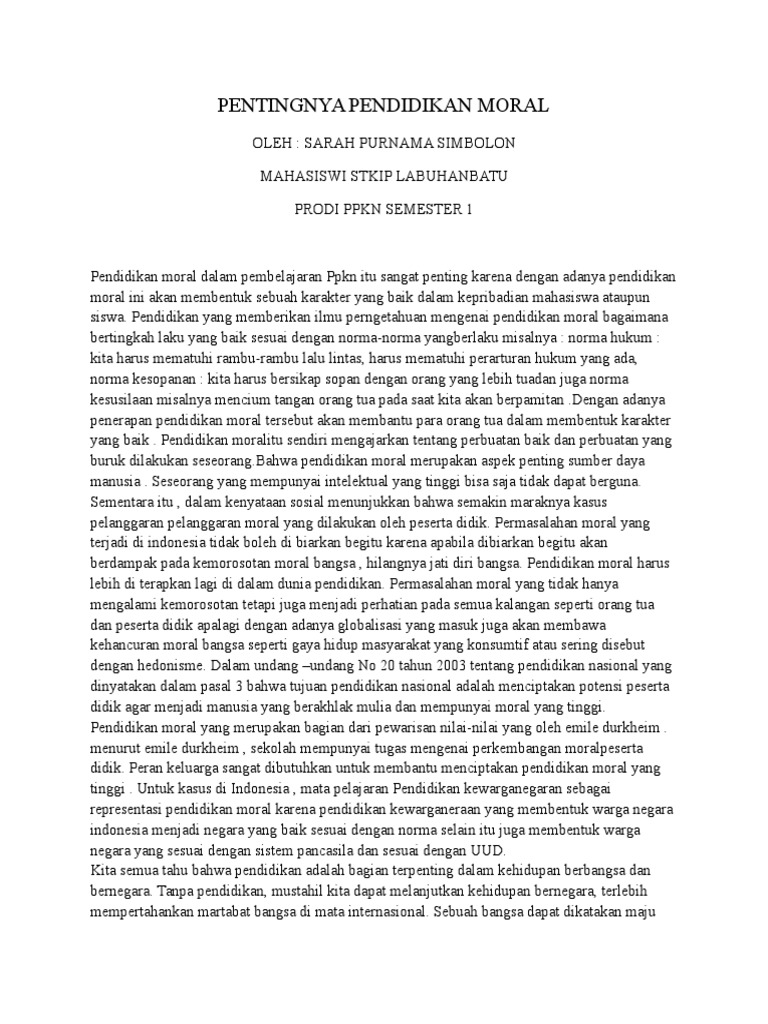Pentingnya Pendidikan Moral | PDF