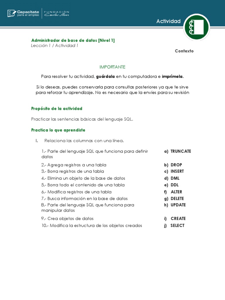 Leccion 1 Adm Datos PDF | PDF | SQL | Bases de datos