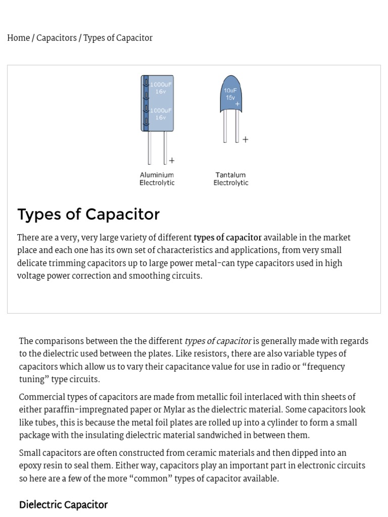Types of Capacitor and Their Construction | PDF | Capacitor ...