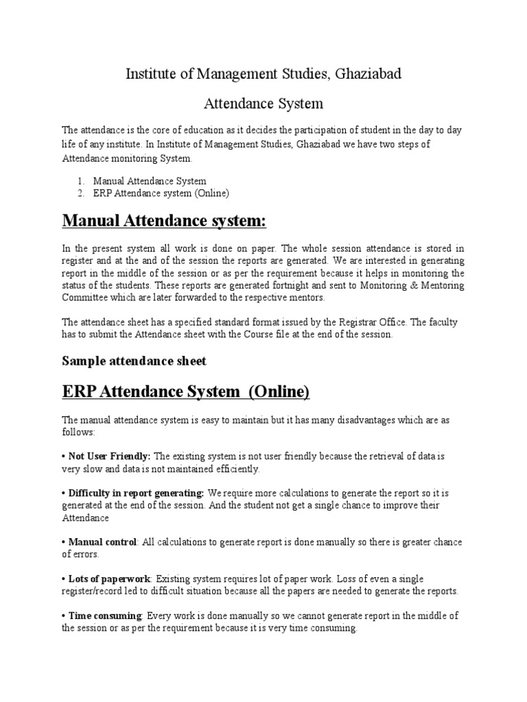 Manual Attendance System | PDF | Enterprise Resource Planning | Usability