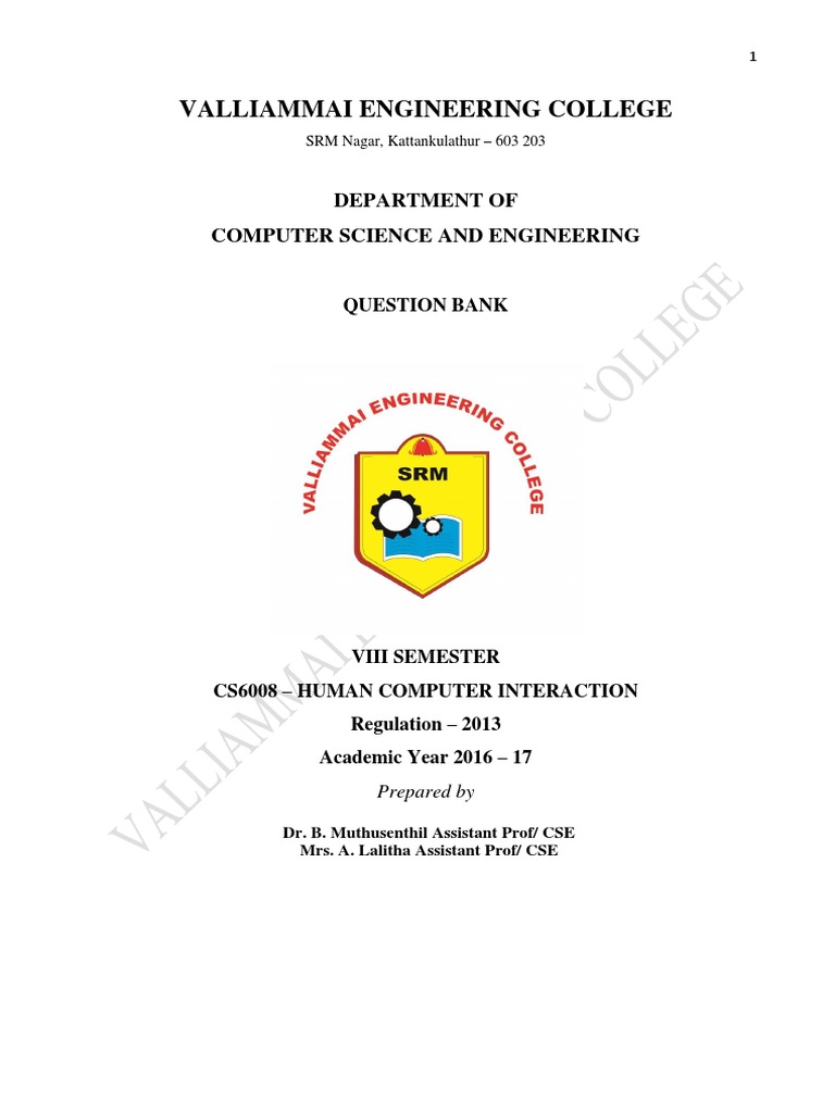 CS6008-Human Computer Interaction | PDF | Usability | Software Prototyping