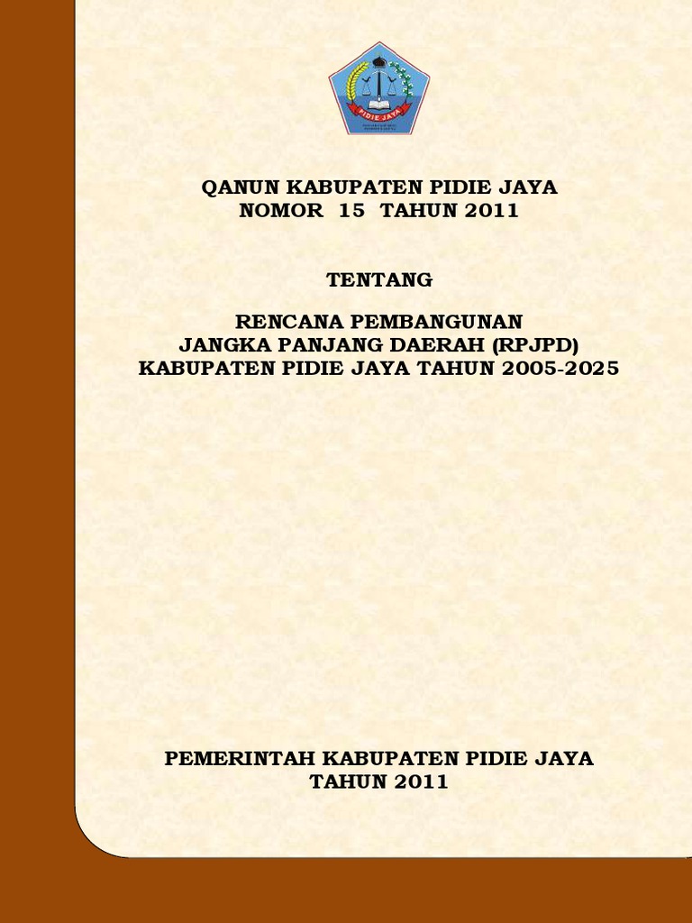 RPJPD Kab. Pidie Jaya Tahun 2005-2025 PDF | PDF