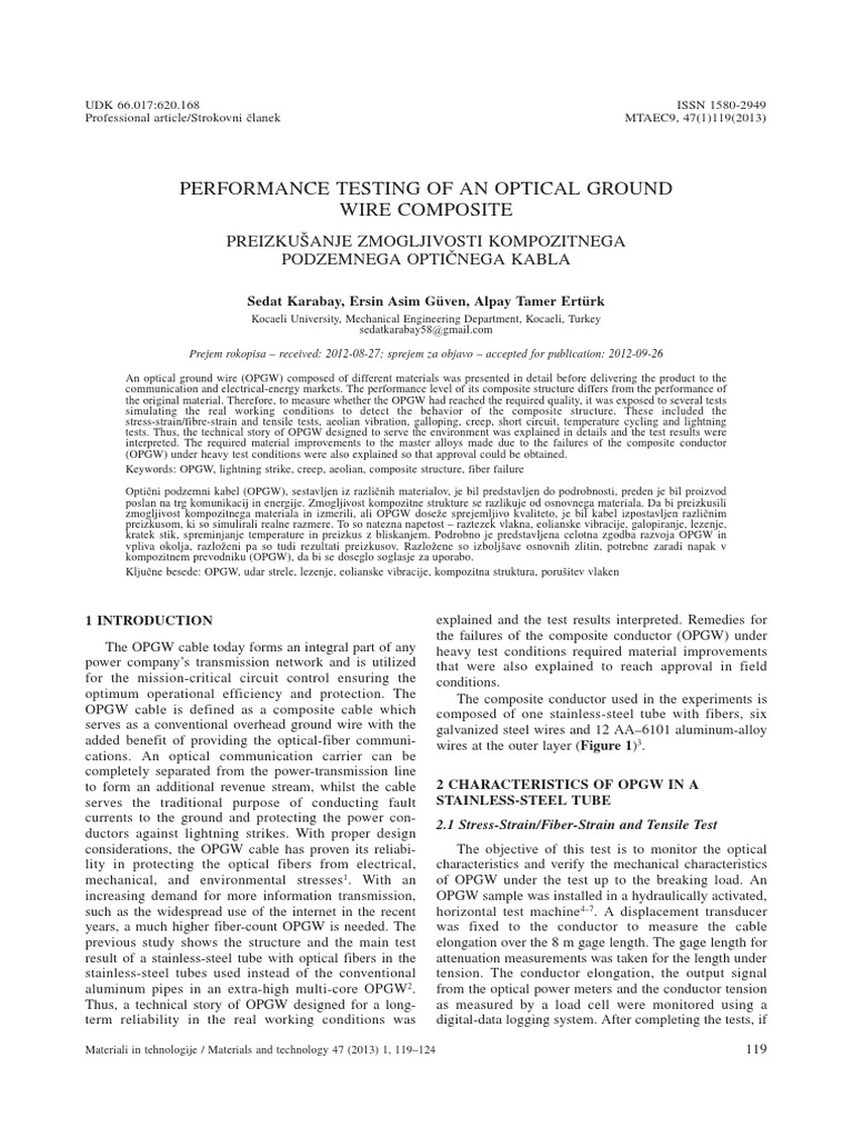 Performanace Testing Opgw | PDF | Optical Fiber | Electrical ...
