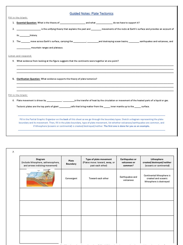 Guided Notes Platetectonicunit | PDF | Plate Tectonics | Structure Of ...