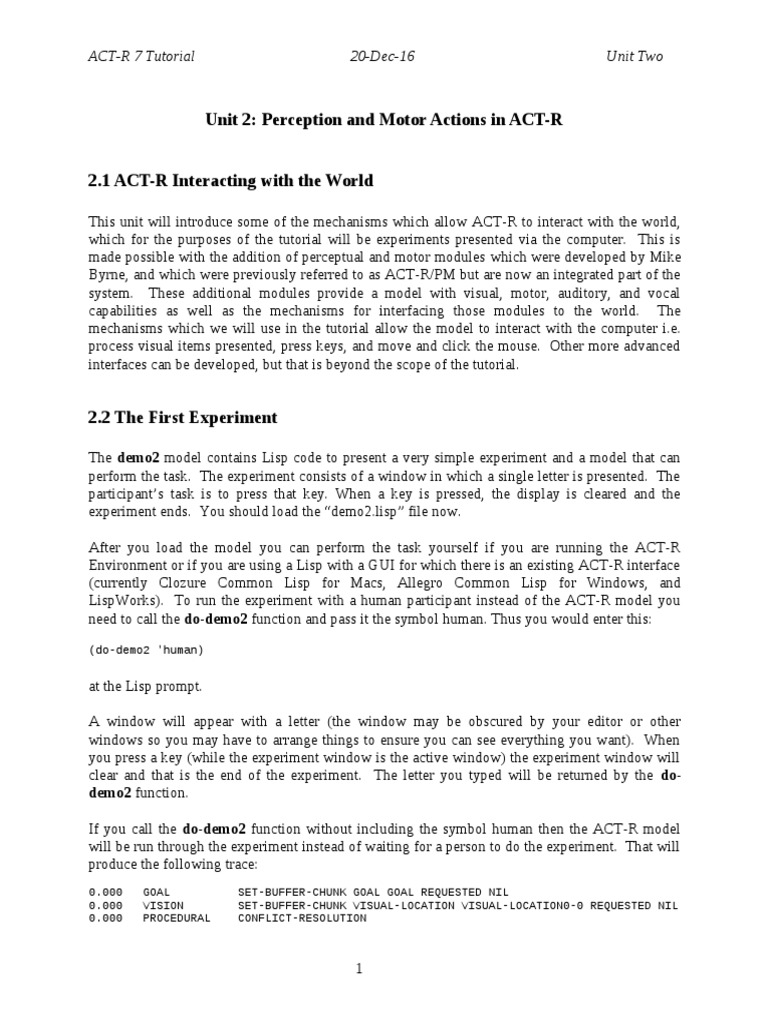 Unit 2: Perception and Motor Actions in ACT-R | PDF | Graphical User ...