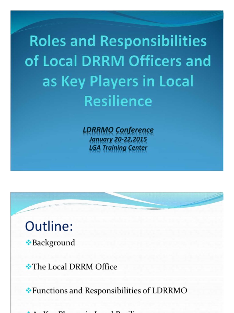 Roles and Responsibilities of Local DRRM Officers | PDF | Disaster Risk ...