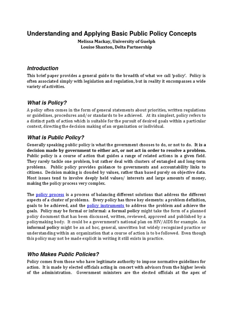 Public Policy Concepts Explained | PDF