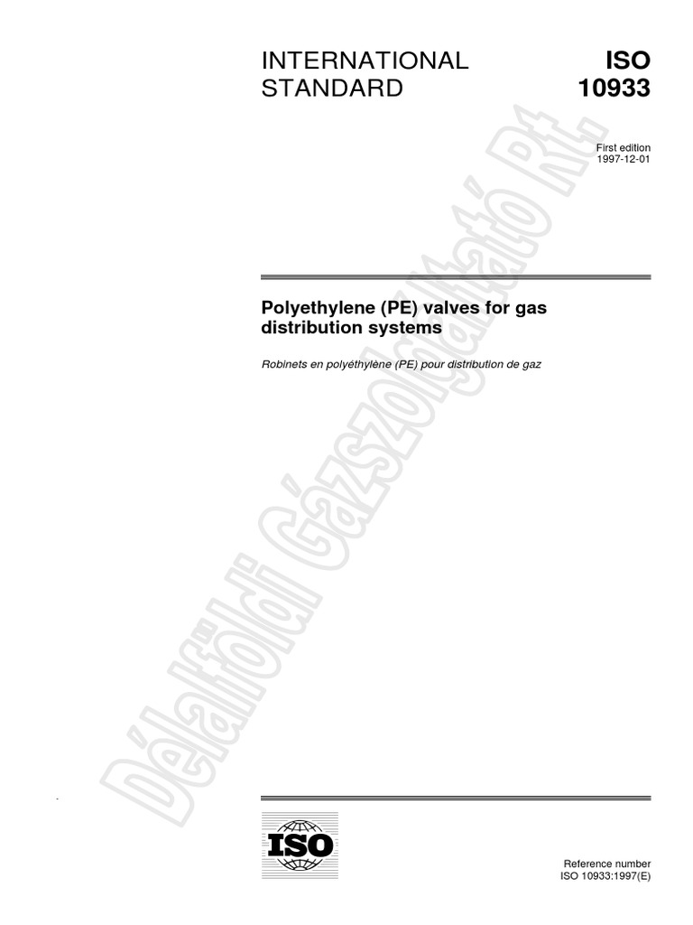 Iso 10933 1997 | PDF | Pipe (Fluid Conveyance) | Valve