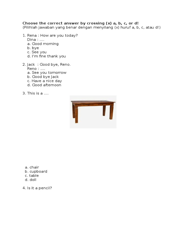 Choose The Correct Answer by Crossing | PDF