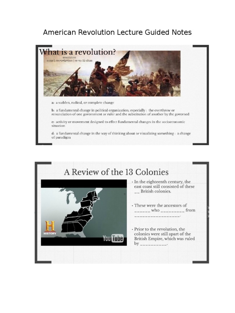 American Revolution Lecture Guided Notes | PDF
