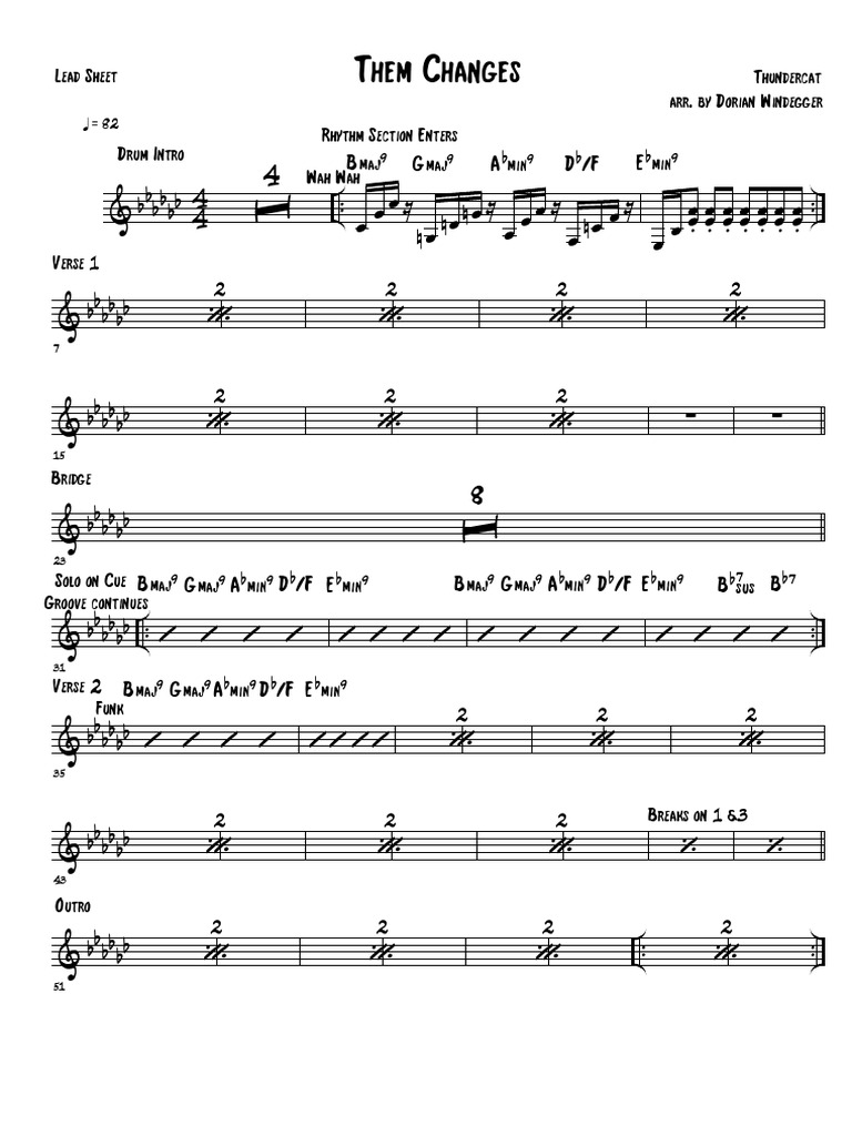 Them Changes Lead Sheet - Electric Guitar | PDF | Structure de morceaux ...