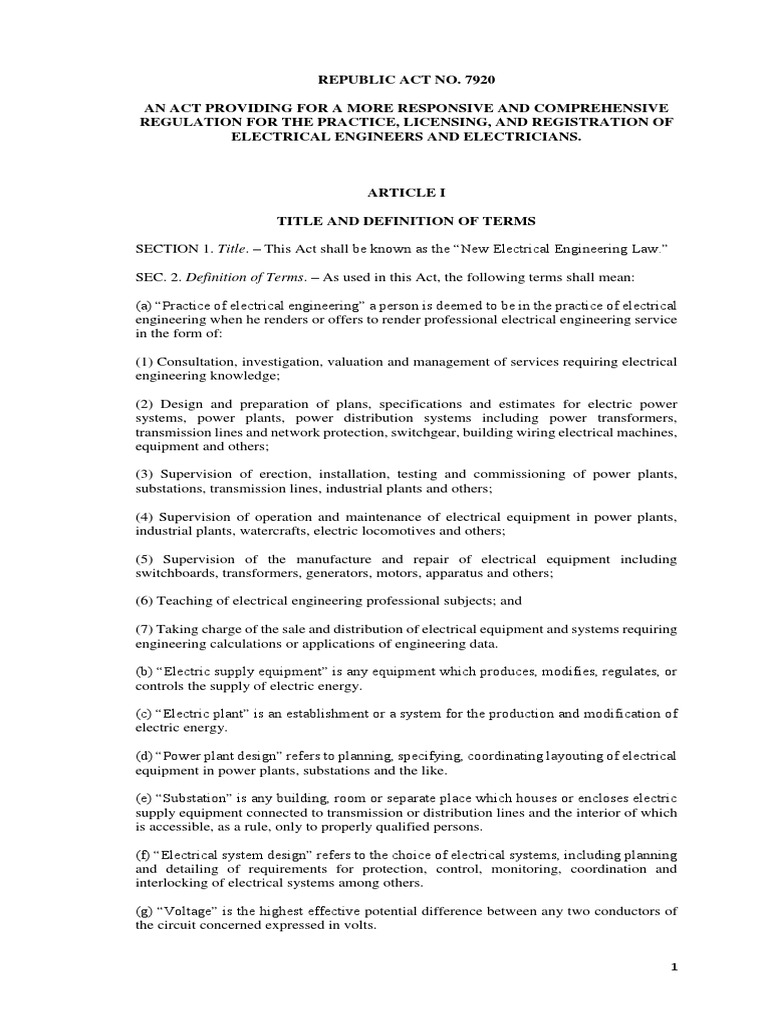New Ee Law (Ra 7920) | PDF | Licensure | Electrician