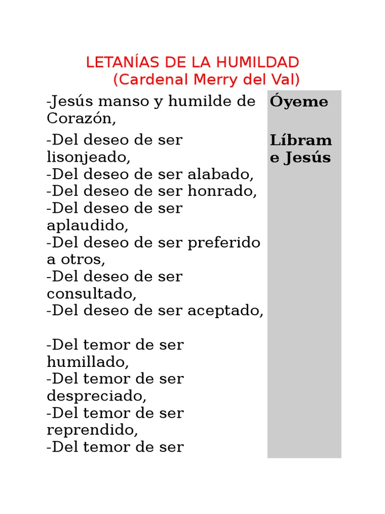 Letanías de La Humildad | PDF