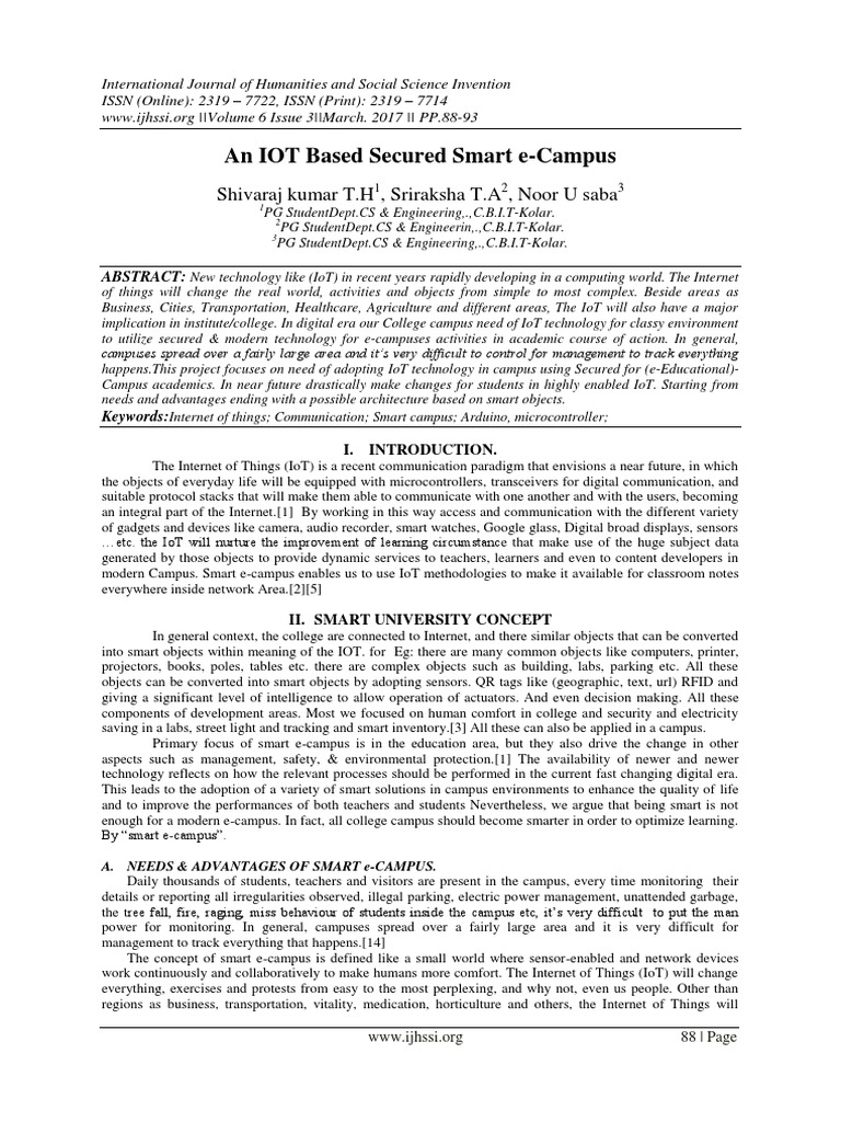 An IOT Based Secured Smart E-Campus | PDF | Internet Of Things | Computing An IOT Based Secured Smart E-Campus | PDF | Internet Of Things | Computing
