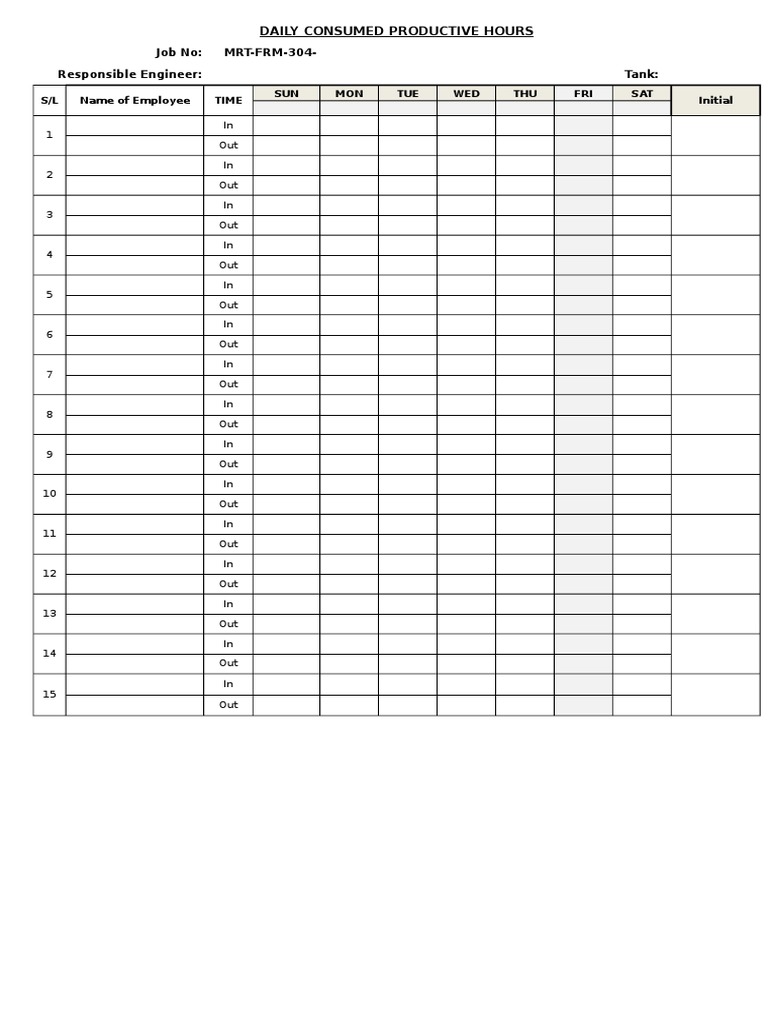 Daily Time Tracking Log | PDF