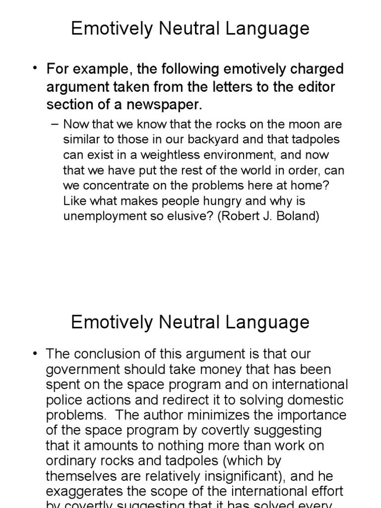 Emotively Neutral Language | PDF | Argument | Truth