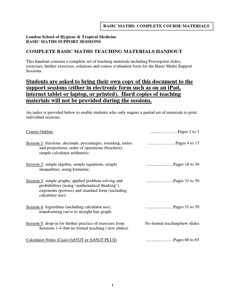 Basic Maths Complete Handout PDF | PDF | Fraction (Mathematics ...